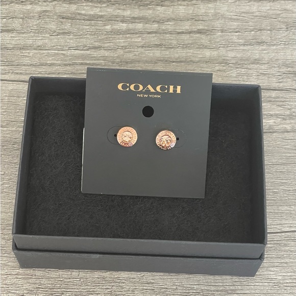 Coach | Jewelry | Coach Earings Open Circle Rose Gold Wcrystal Stone ...